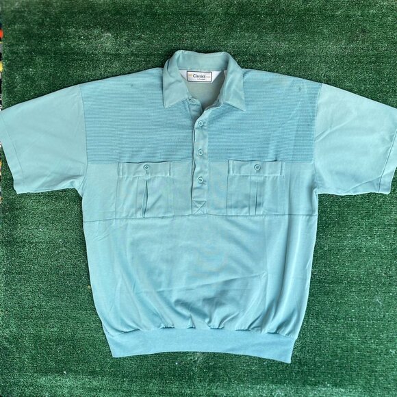American Vintage | Shirts | Vintage 8s Teal Banded Polo Shirt Preppy ...